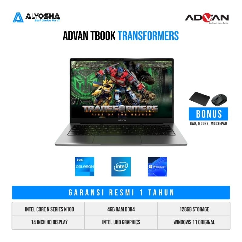 Jual ADVAN TBOOK X TRANSFORMERS | Intel N100 | 4GB RAM | 128GB eMMC ...