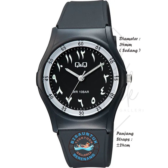 Jual Jam Tangan Arab QQ Q&Q QNQ Original V45A-001 V45A 001 Series Watches Unisex - Hitam - Karet ...