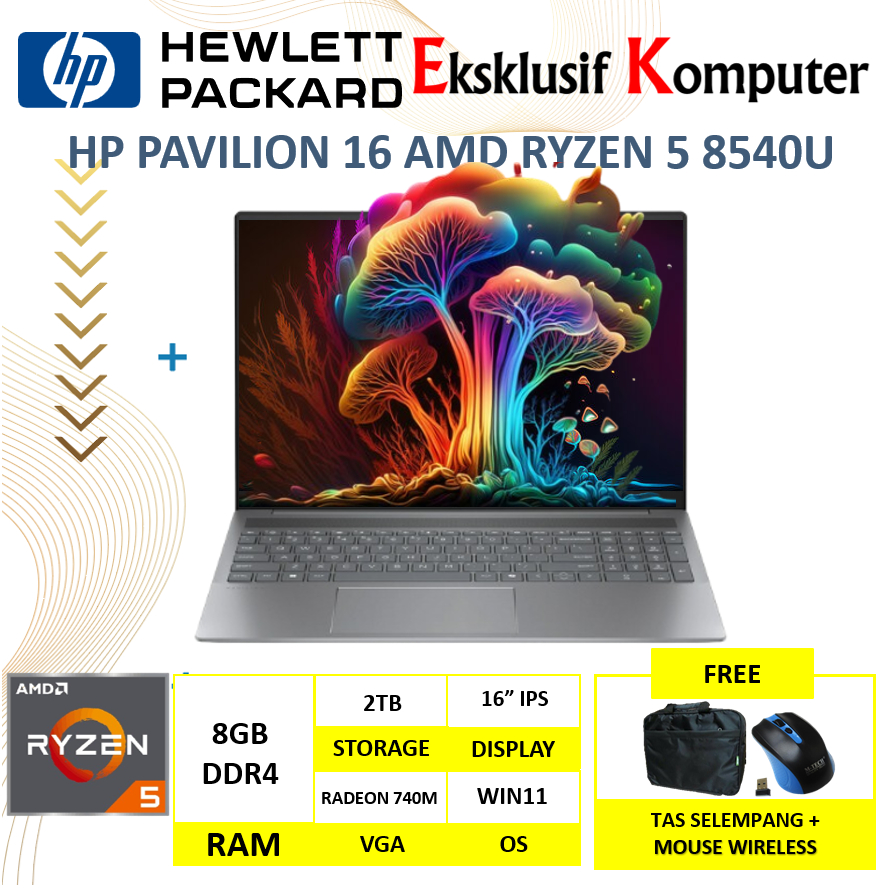 Jual Laptop HP Pavilion 16 Amd Ryzen 5 8540U 8GB 1TB SSD 16" WUXGA IPS Windows 11 Home | Shopee ...