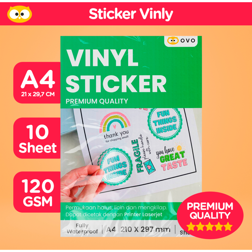 Jual Kertas Sticker Vinyl A4 - 10 Lembar Waterproof 160gsm | Shopee ...