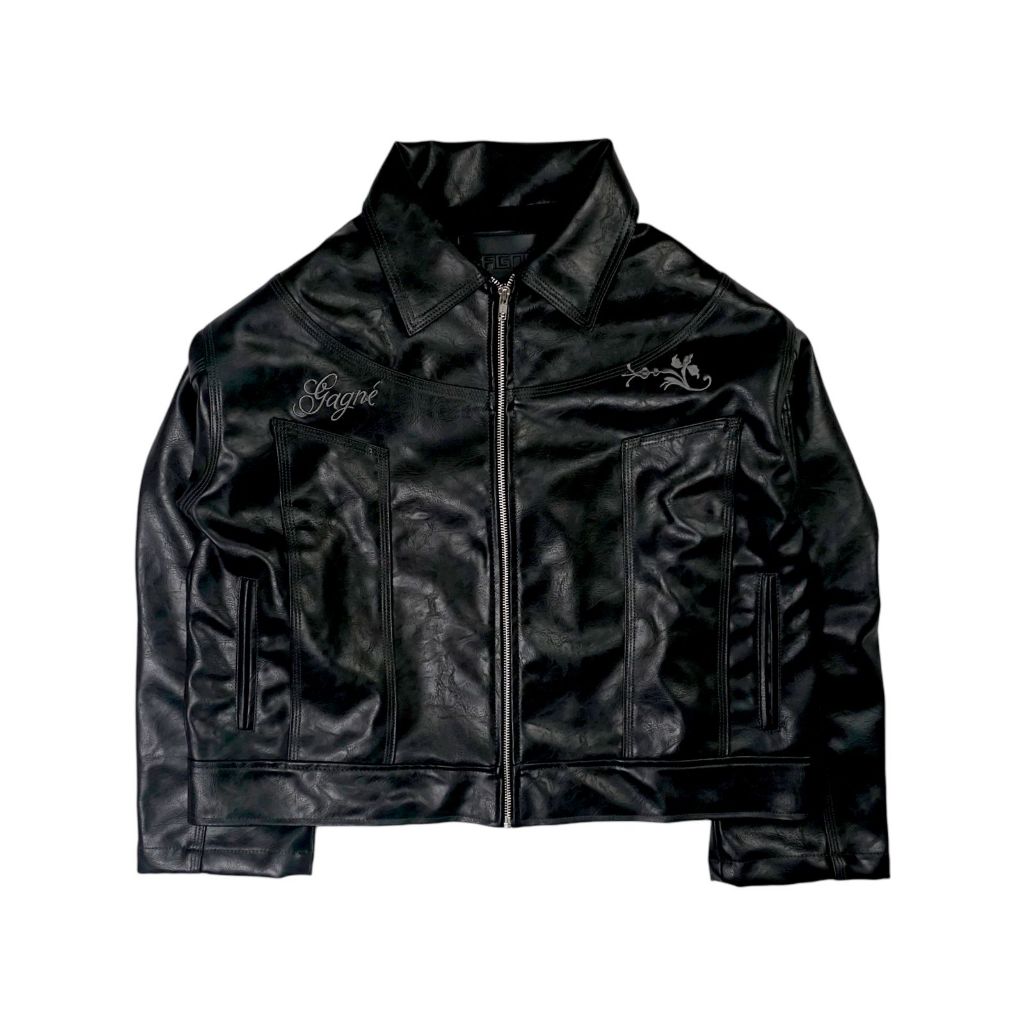 Jual GAGNE LEATHER JACKET BLACK - FEUILLES FLORALES | Shopee Indonesia