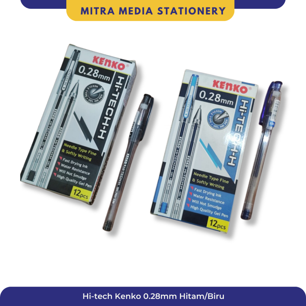 Jual Gel pen / Pulpen Hitech / Hi-tech Kenko 0.28mm Hitam/Biru (PCS ...
