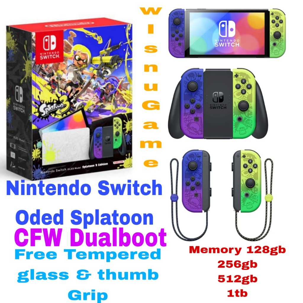Jual Nintendo Switch Oled Console Splatoon CFW Memori 128GB Isi Game Full | Shopee Indonesia