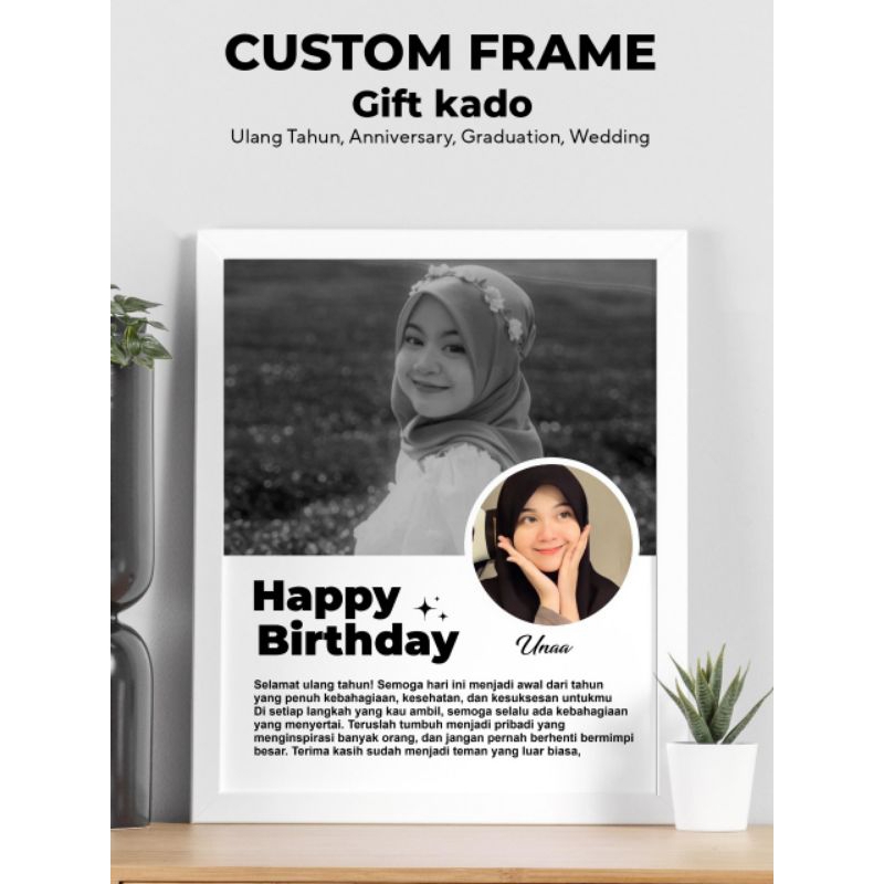 Jual Custom Frame Kado Ulang Tahun & Anniversary Typografi (Foto Frame ...