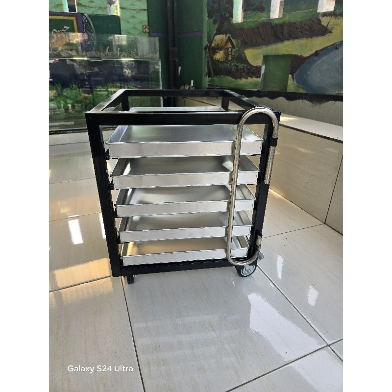 Jual Troly rak loyang bakery 5 susun+cover fullset/rak penyimpanan ...