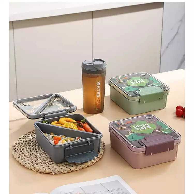 Jual LUCH BOX SET ANAK&DEWASA KOTAK BEKAL SET 2 SEKAT PERSEGI KAPASITAS ...