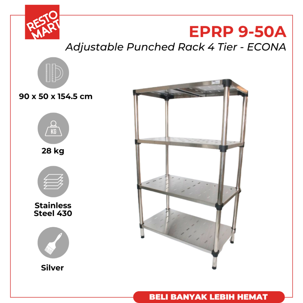 Jual Adjustable Punched Rack ECONA EPRP 9 50A (C) Stainless (0144452 ...