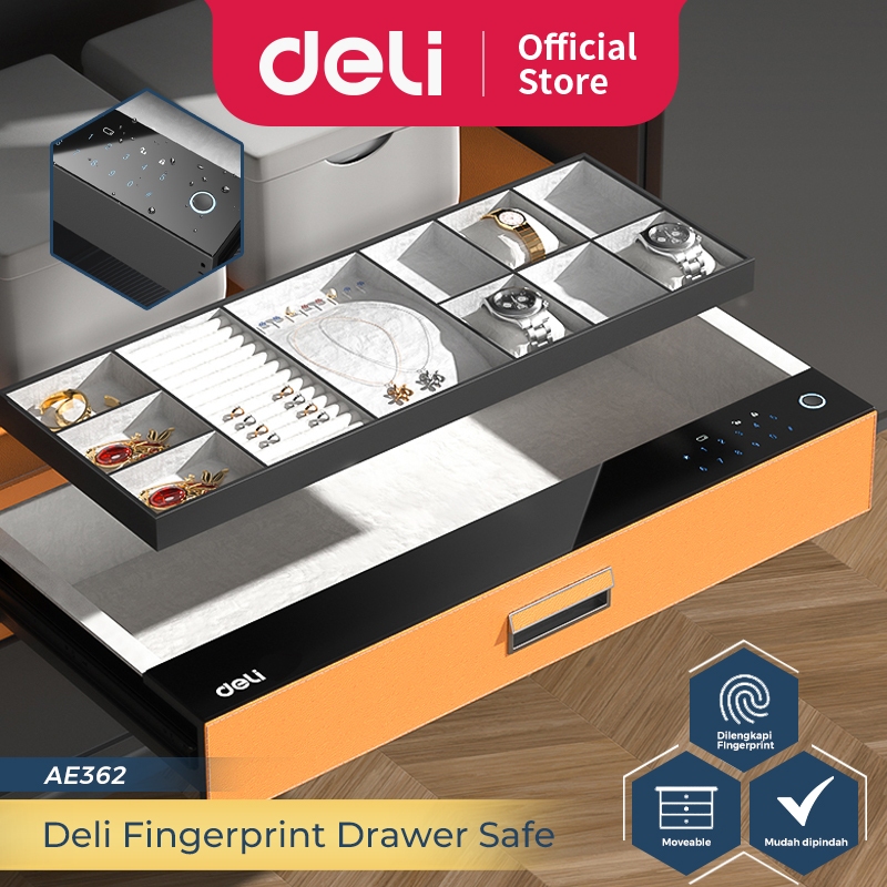Jual Deli Brankas Laci / Fingerprint Drawer Safe / Cash Drawer Deposit ...