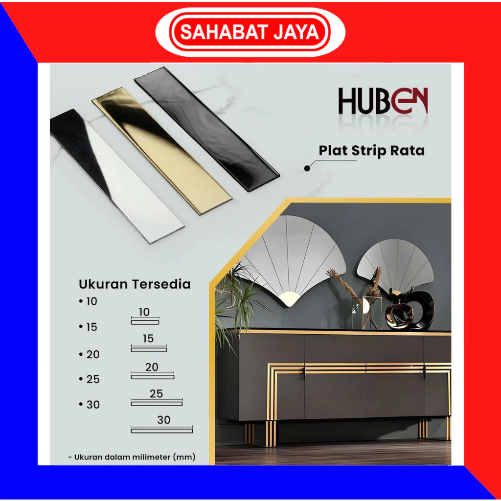 Jual Huben Plat Strip Rata List Lis Stainless Steel Panjang 3,05 m GOLD ...