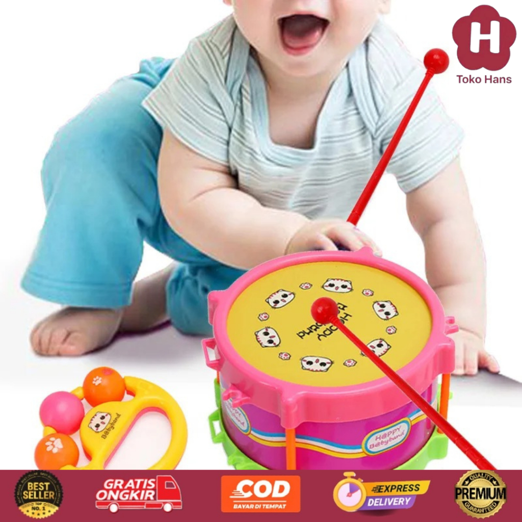 Jual [HTH] Mainan Alat Musik Drum Edukasi Musikal Bayi Mainan Baby Drum ...