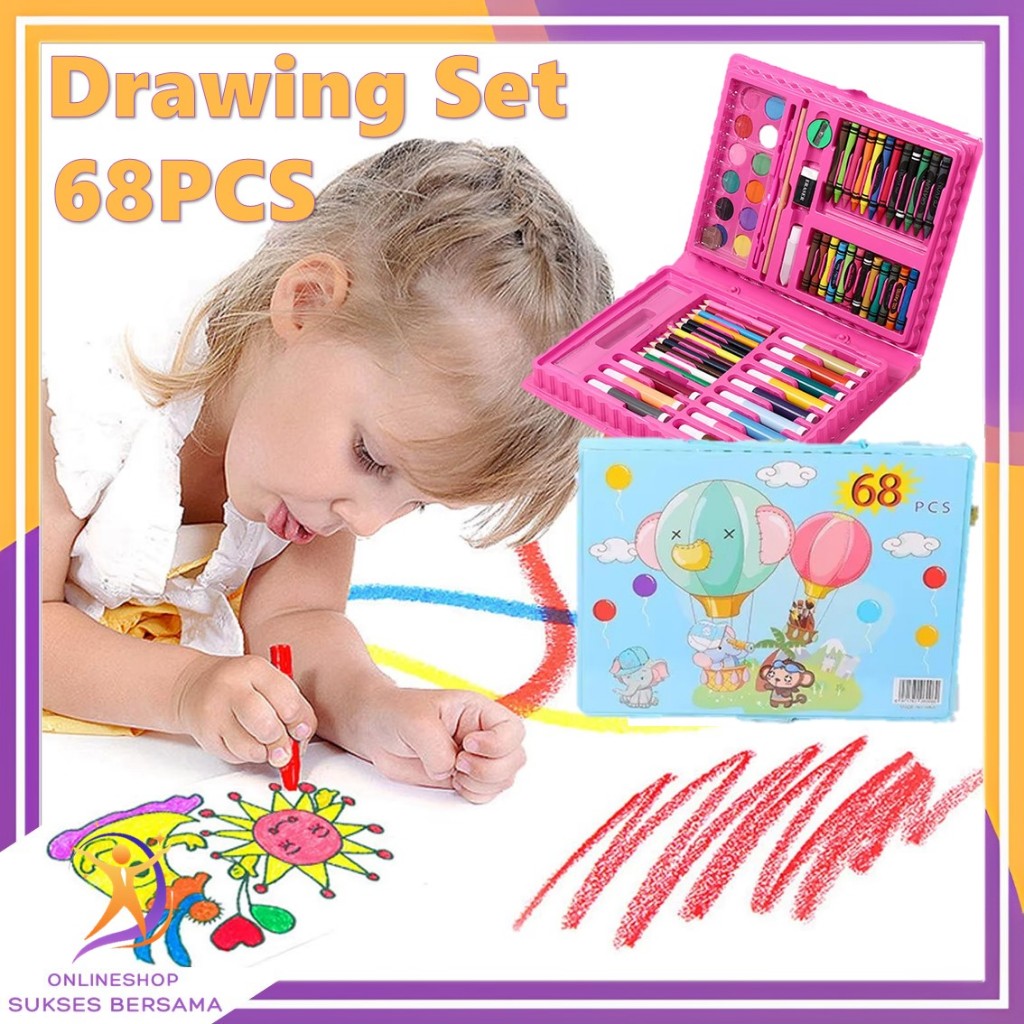 Jual OSB Drawing Set 68Pcs Oil Pastel Crayon 68 IN 1 Set Krayon ...