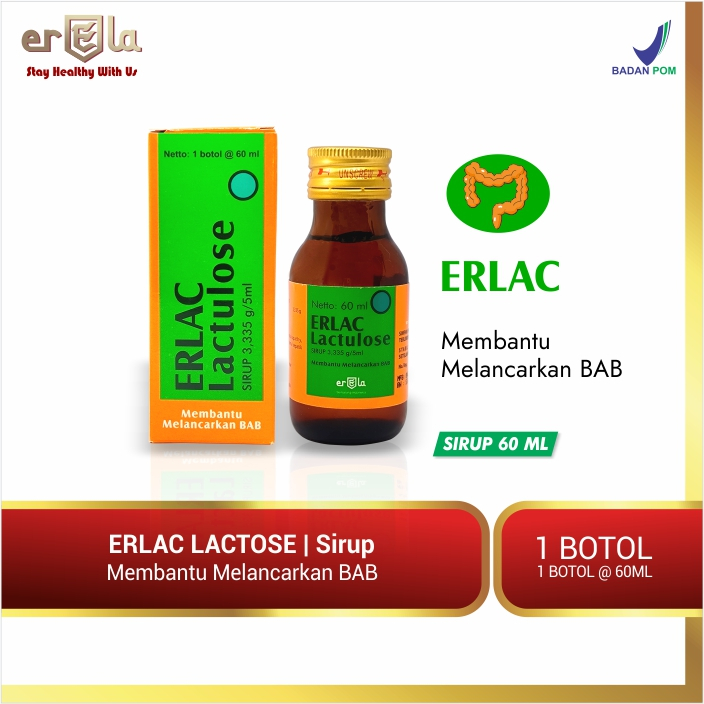 Jual ERLAC LACTULOSE Sirup / Membantu Melancarkan BAB / 1 Botol isi 60 ml | Shopee Indonesia