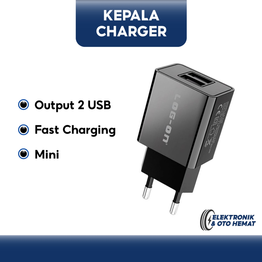 Jual Log-On Kepala Charger Dual USB 2.4A Adaptor Charger | Shopee Indonesia