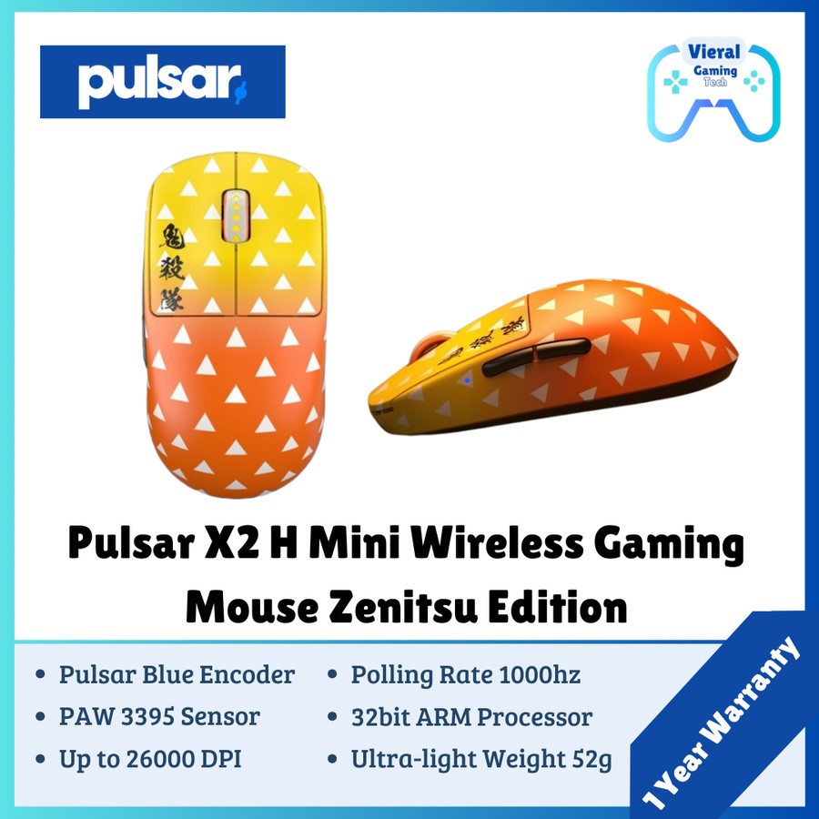 Jual Pulsar X2 V2 Mini Zenitsu Demon Slayer Edition Wireless Mouse ...