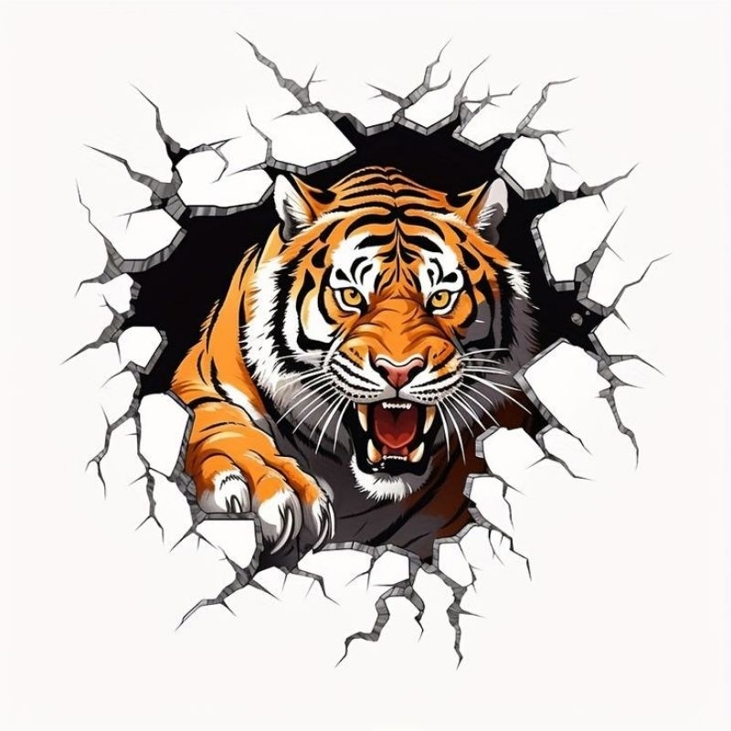 Jual stiker gambar macan besar size 20x20 cm print cut | Shopee Indonesia
