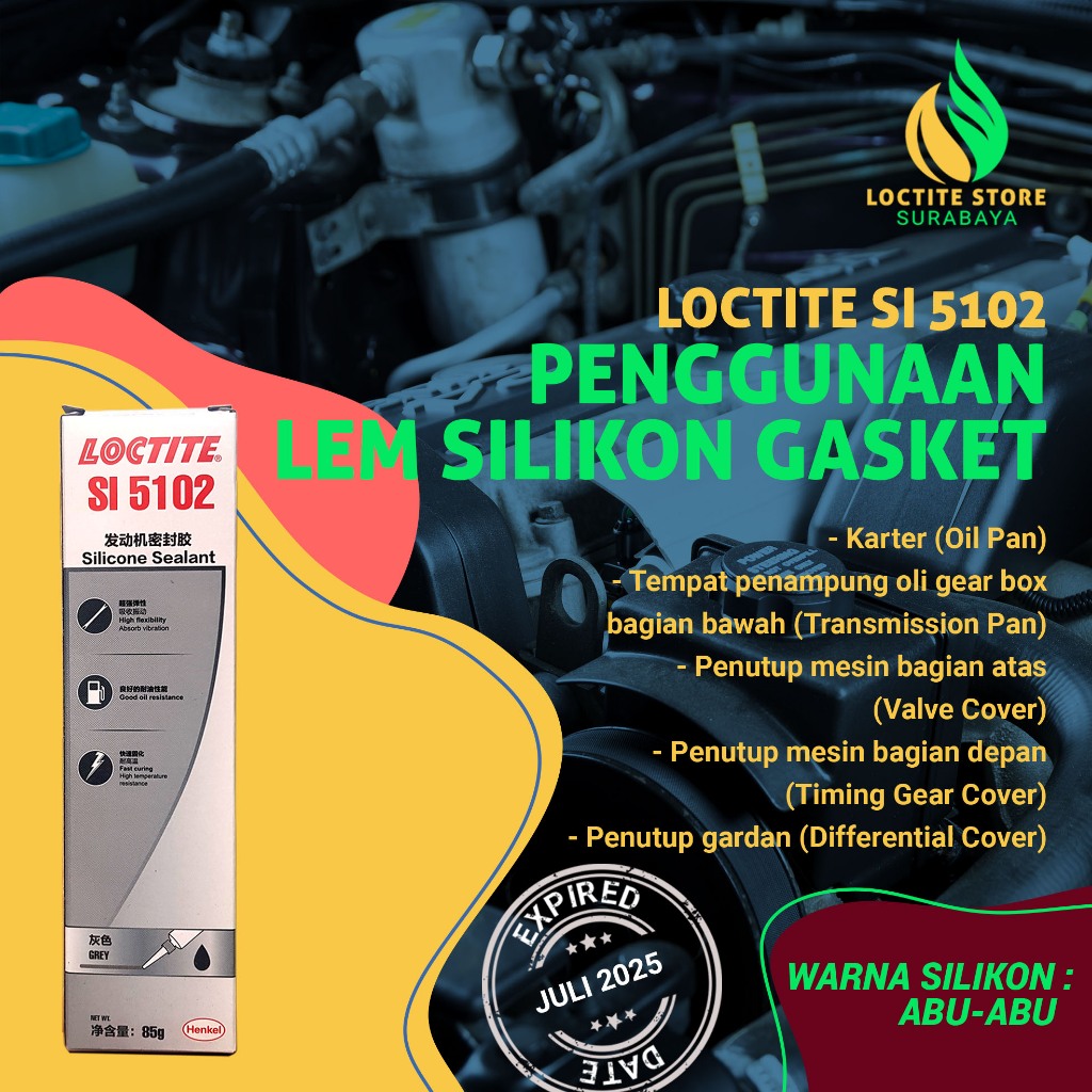 Jual LOCTITE SI 5102 - LEM SILIKON GASKET ANTI PANAS UTK PAKING DAN ...