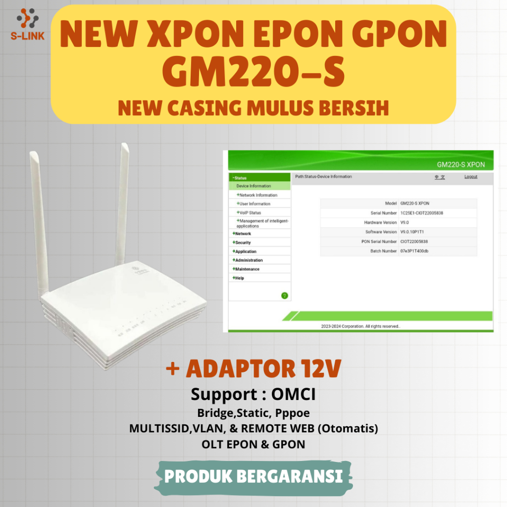 Jual NEW ONT XPON EPON/GPON GM220-S OMCI DENGAN ADAPTOR | Shopee Indonesia