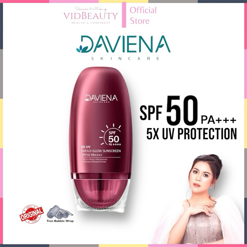 Jual DAVIENA SKINCARE 5X UV Sheild Glow Sunscreen SPF50 PA++++ 30ml ...