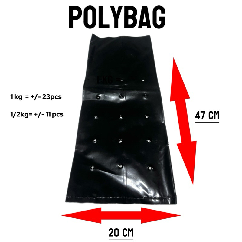 Jual Polybag poly bag 1kg; 1/2kg 47x20 cm | Shopee Indonesia