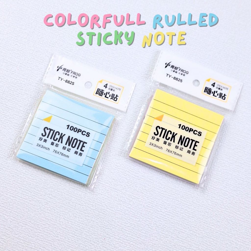 Jual COLORFULL RULED STICKY NOTES 3x3 inchi mixed color 76x76 mm STICK ...