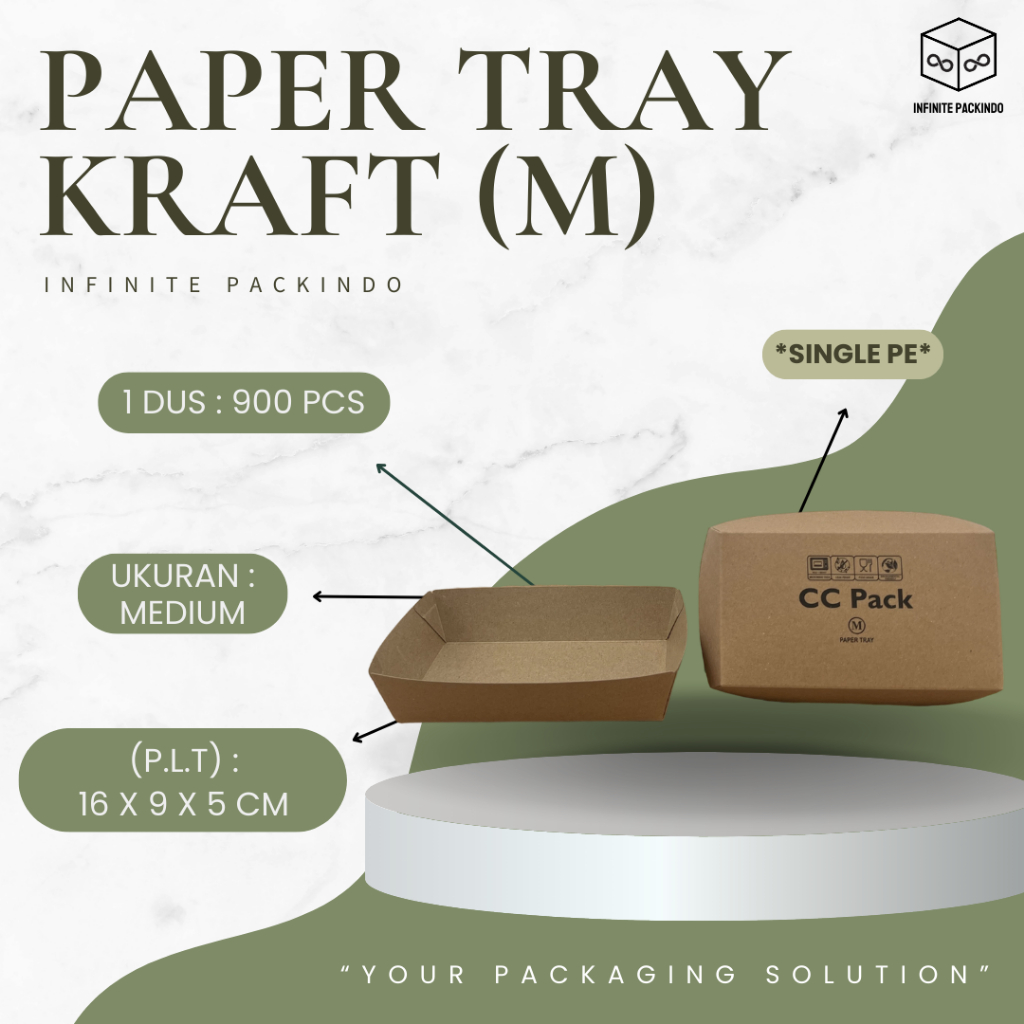 Jual (ISI 50 PCS) Paper Tray Kraft Sedang / Food Tray Kraft Ukuran ...