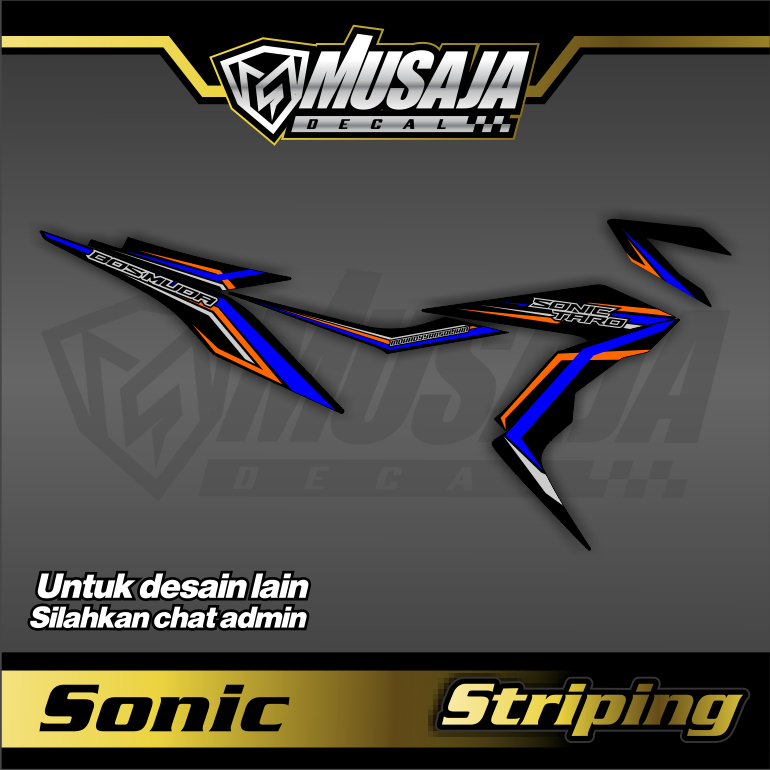 Jual Stiker striping sonic biru oren transparan uv glossy non fullbody ...