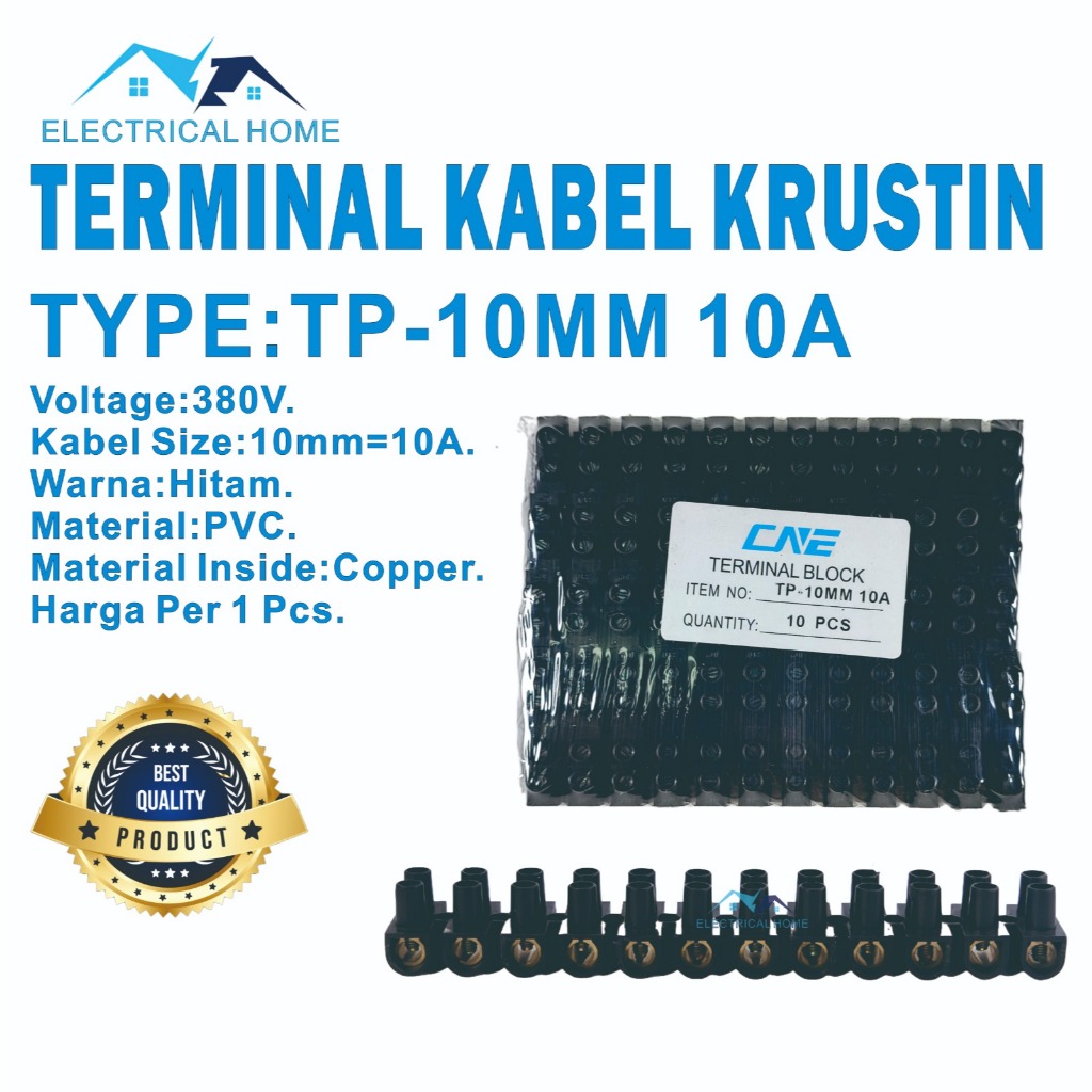 Jual TERMINAL KABEL KRUSTIN 10mm 10A / TERMINAL PLASTIK HITAM | Shopee ...