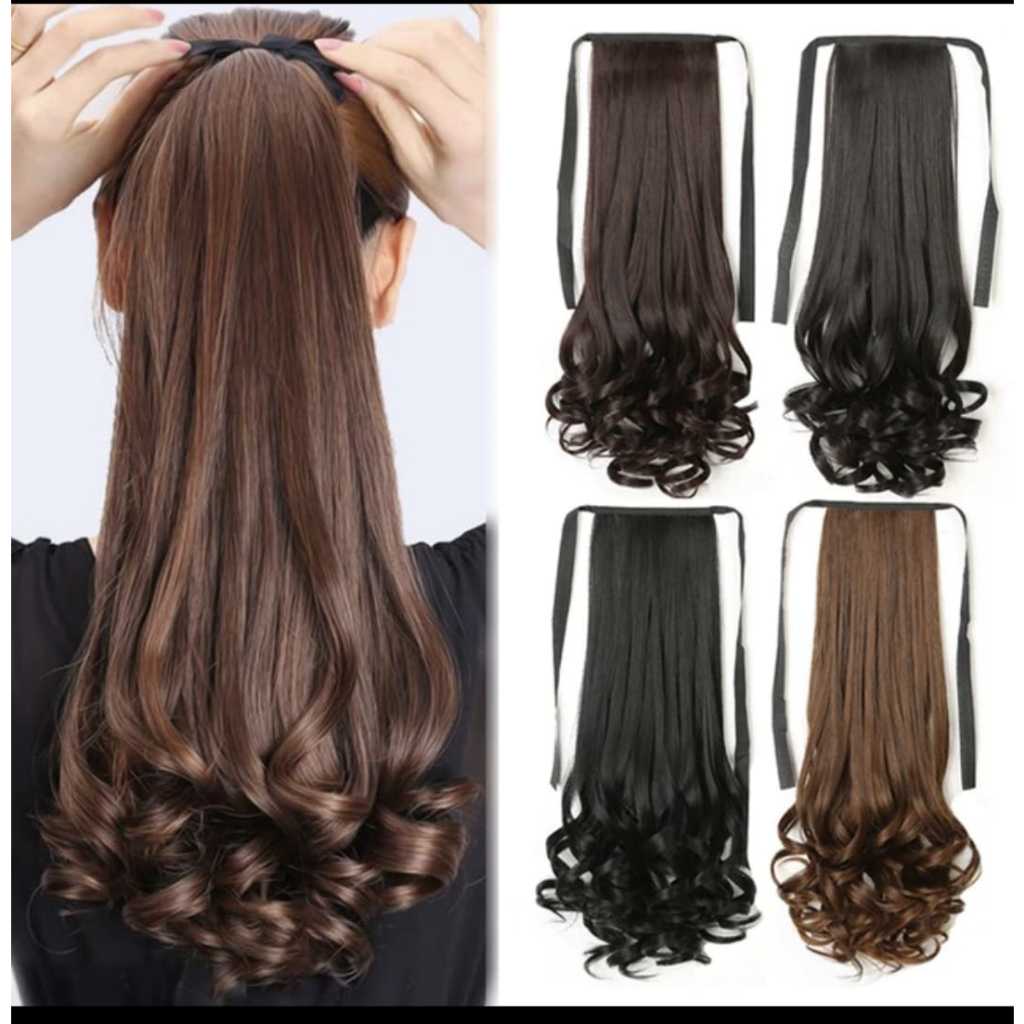 Jual Rambut Palsu Panjang Wig Ikat Natural Loose Curly 50cm | Shopee ...