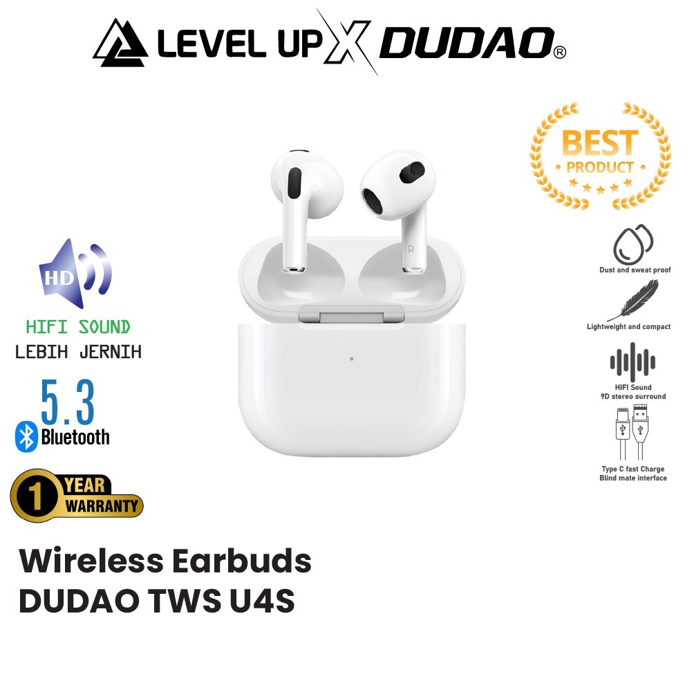 Jual LEVEL UP x DUDAO TWS Earbuds Stereo U4S Upgrade Bluetooth V5.3 ...