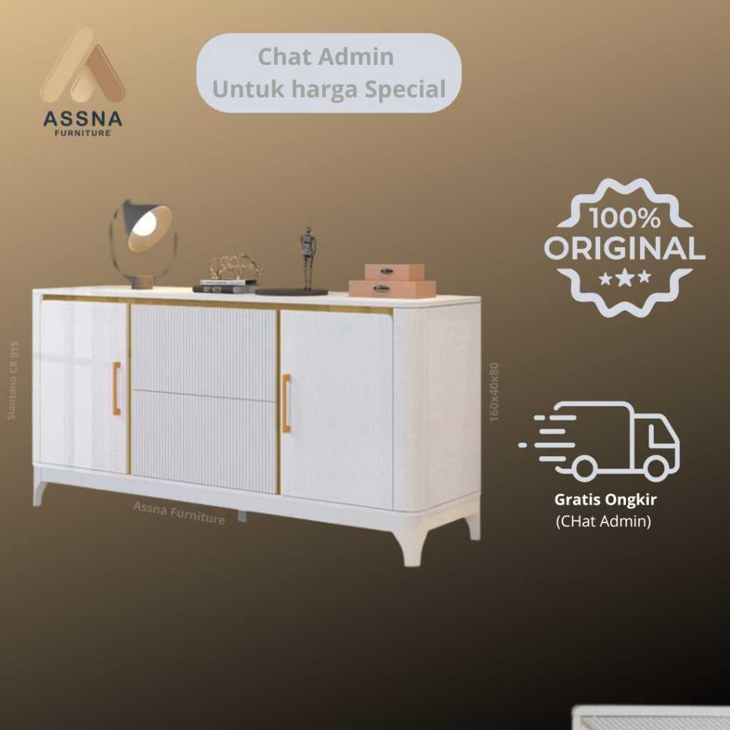 Jual SIANTANO CR 015 Meja Kabinet Lemari Buffet minimalis serbaguna credenza Putih | Shopee ...