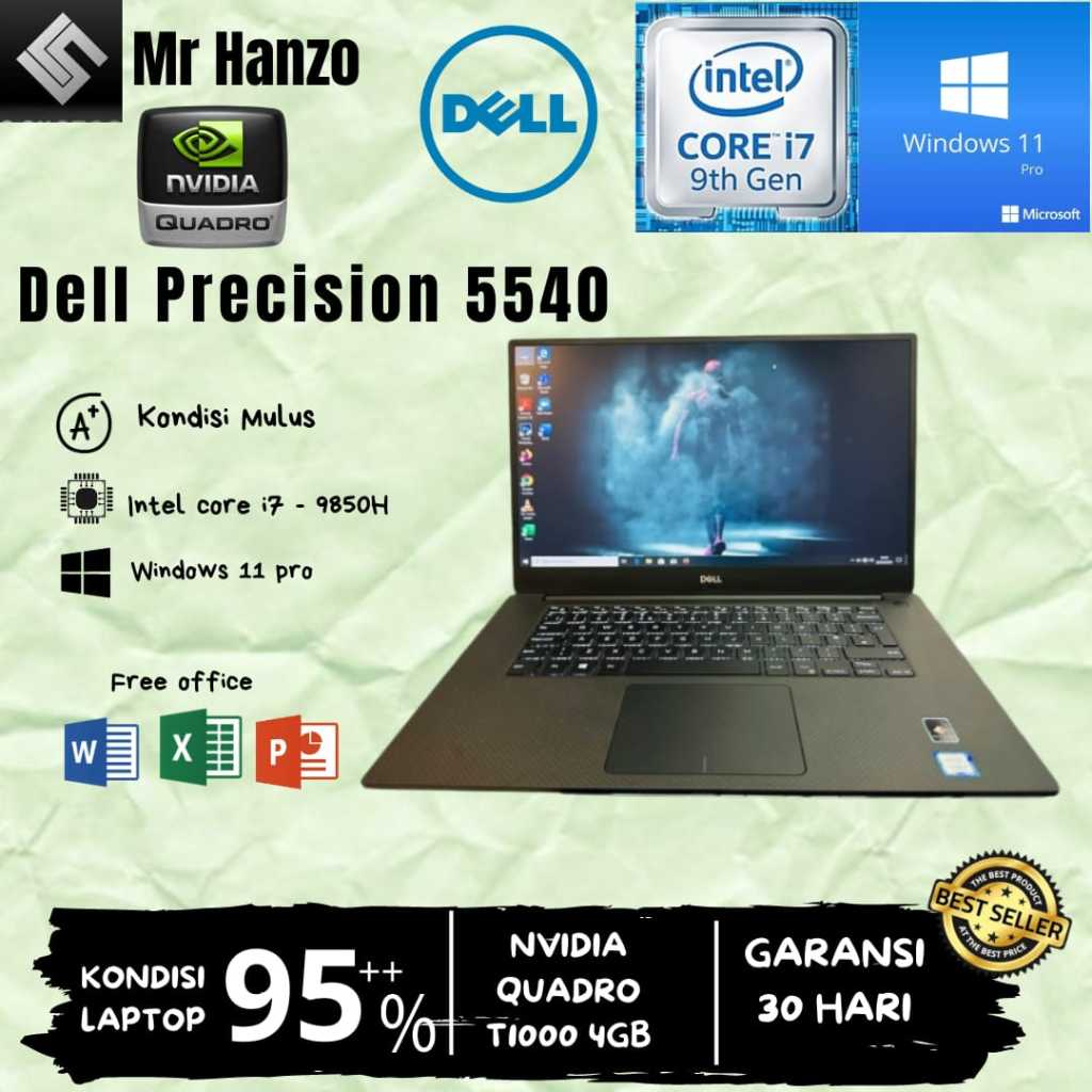 Jual Dell precision 5540 core i7 9850H | 32gb | ssd 1TB | Quadro T1000 ...