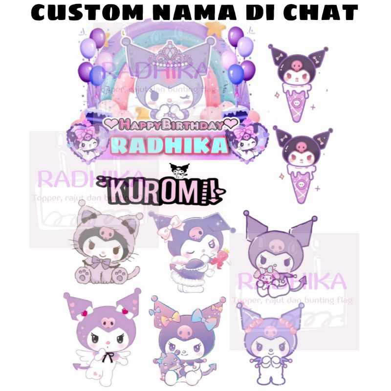 Jual Topper kuromi ungu custom nama hiasan kue cake | Shopee Indonesia