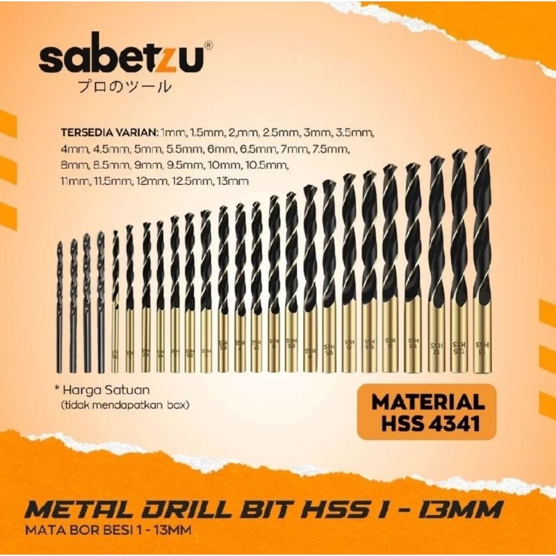 Jual SABETZU | Mata Bor Besi HSS 4341 Titanium Coat Drill Bit Mata Bor ...