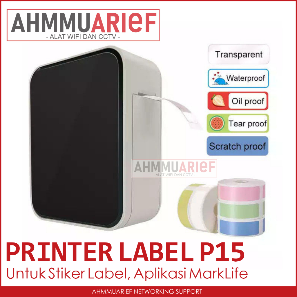 Jual PORTABLE MINI THERMAL LABEL PRINTER P15 LABEL MAKER WIRELESS BLUETOOTH STICKER STIKER ...