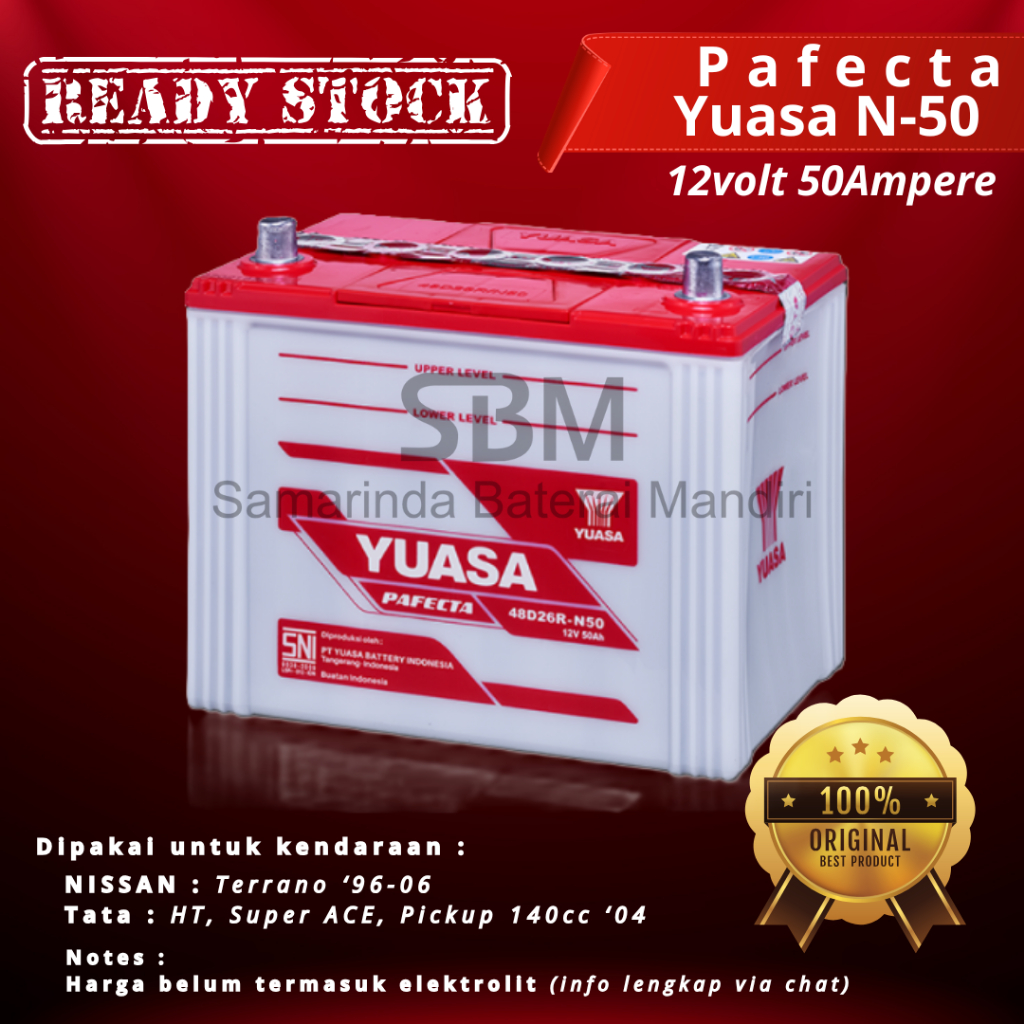 Jual Aki Yuasa N-50 12volt 50Ampere Aki Basah Aki Terano Aki Tata | Shopee Indonesia