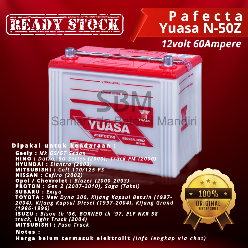 Jual Aki Yuasa N-50Z 12volt 60ampere Aki Kijang Kapsul Opel Blazer Aki Basah | Shopee Indonesia