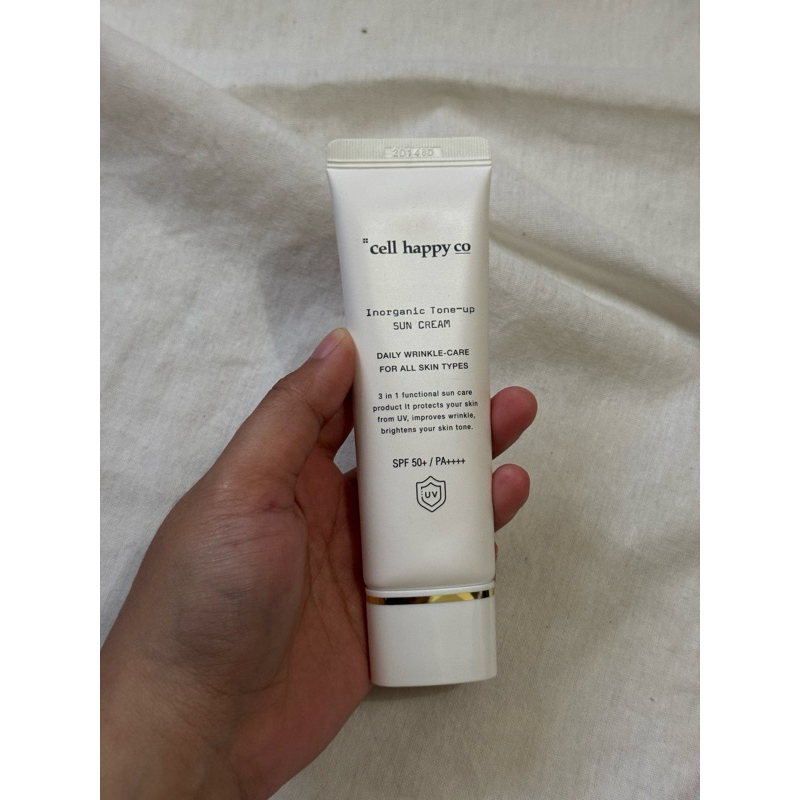 Jual preloved cell happy co inorganic tone up sun serum sunscreen spf ...