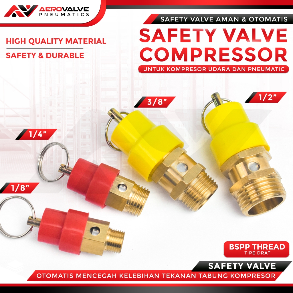 Jual Mini Safety Valve 1 4 1 8 1 2 Safety Valve Kompressor Shopee Indonesia
