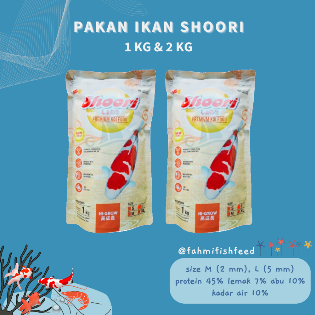 Jual SHOORI 2Kg & 1Kg HIGH GROWTH SPIRULINA COLOR ENHANCER pelet pakan ikan hias koi koki ...
