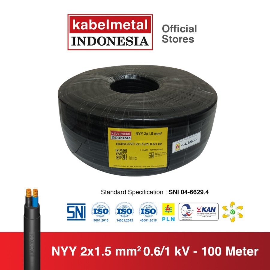Jual Kabel NYY 2x1.5 mm 100 Meter Roll kabelmetal INDONESIA - Tufur Outdoor Kawat Tembaga ...
