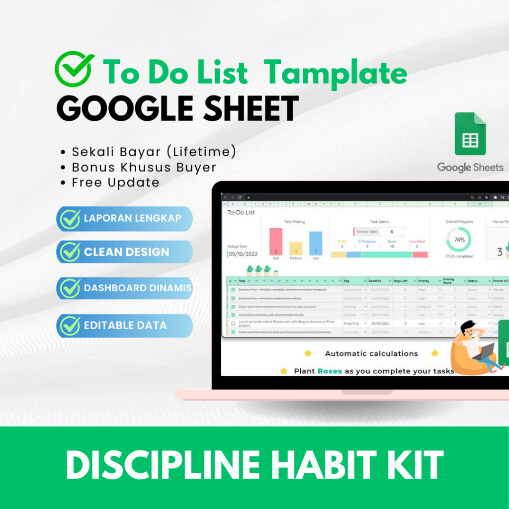 Jual To Do List Template Spreadsheet Custom Editable Checklist Tamplate ...