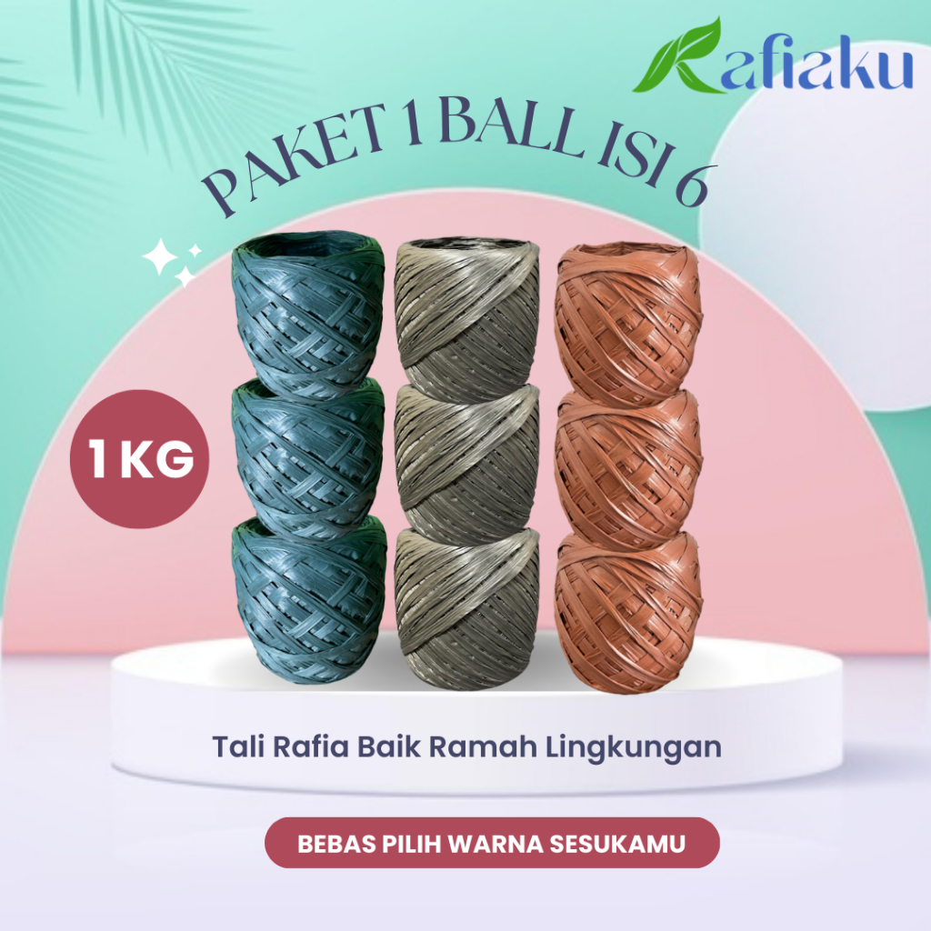 Jual Rafiaku - Tali Rafia 1 ball isi 9 ukuran 1kg kuat, tidak mudah ...