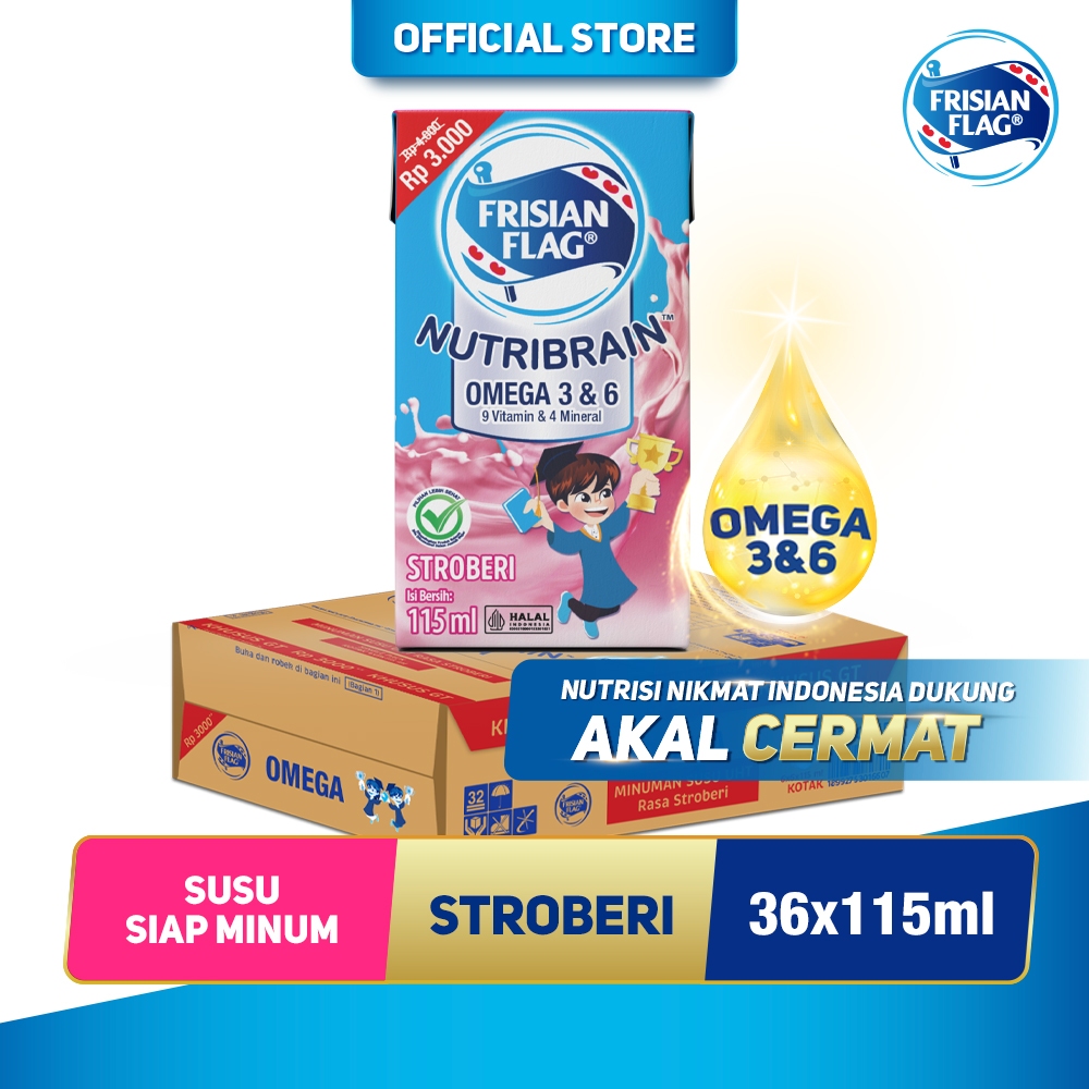 Jual Frisian Flag Omega Susu UHT Strawberry 115Ml [36 Pcs] | Shopee Indonesia