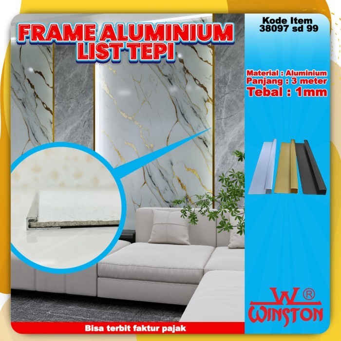 Jual FRAME TEPI ALUMUNIUM GOLD BLACK CROME PANJANG 3 METER WINSTON ...