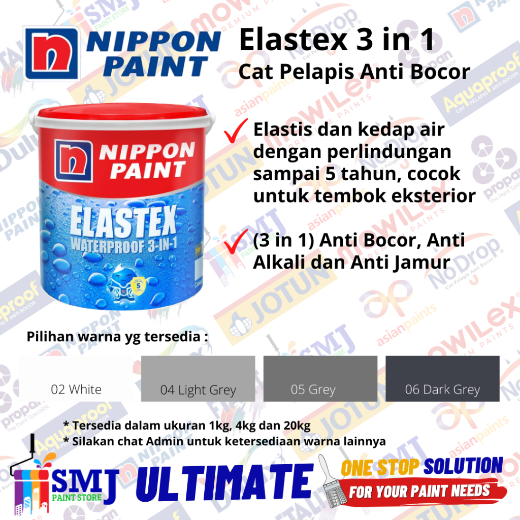 Jual Cat Pelapis Anti Bocor Waterproofing NIPPON PAINT ELASTEX Warna Ready mirip Aquapro*f 20kg ...