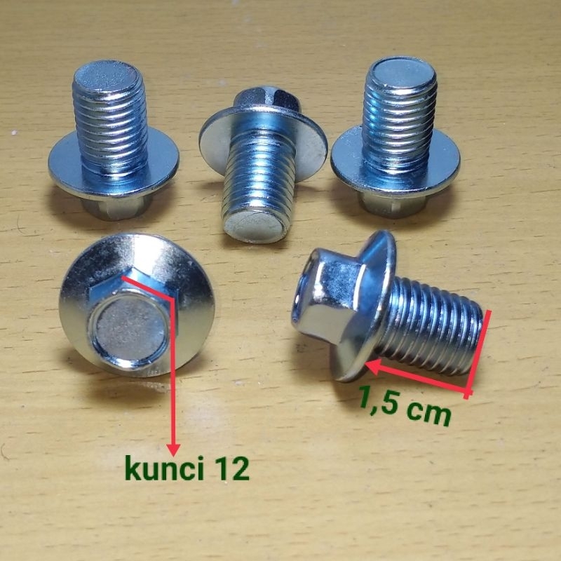 Jual baut oli mesin m12 x 15mm pitch 1,5 matric material baja | Shopee ...