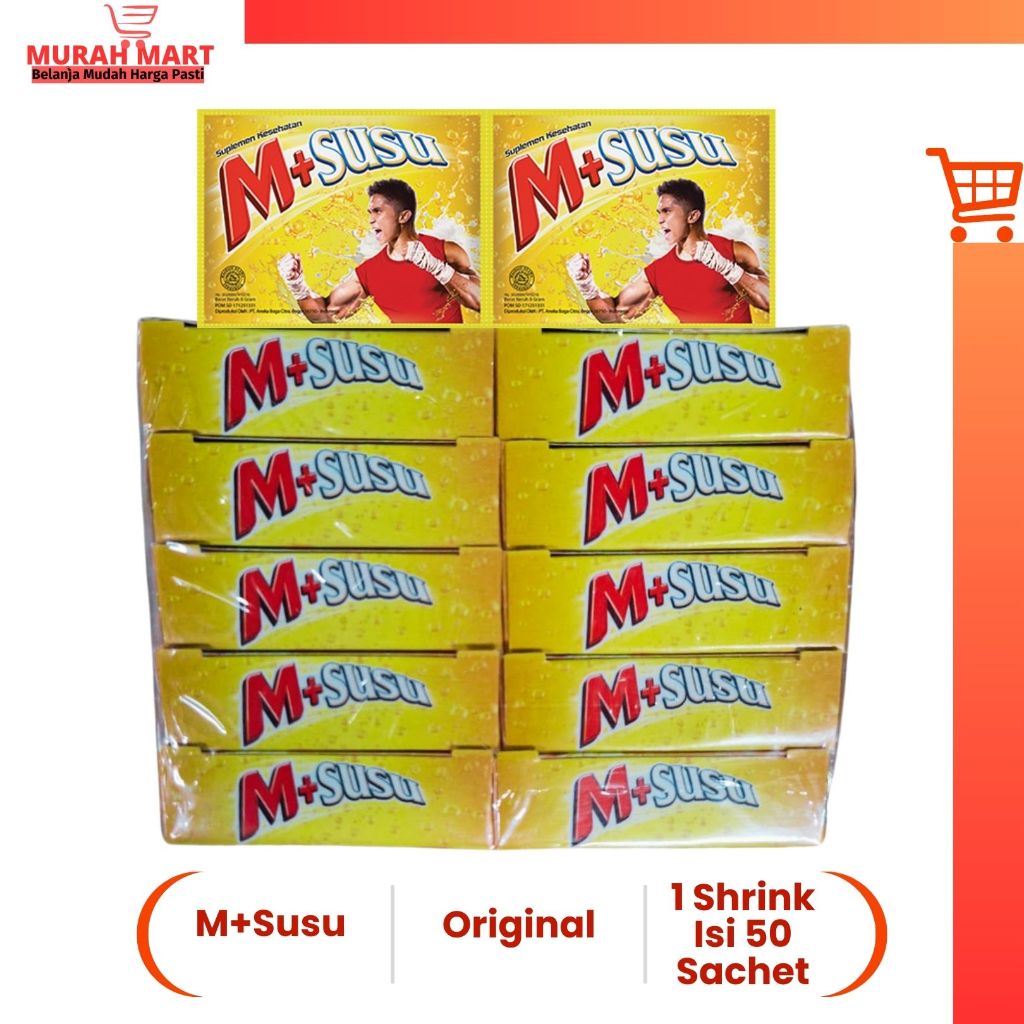 Jual Minuman Energi M+ Susu Original 1 Shrink Isi 50 Sachet | Shopee ...