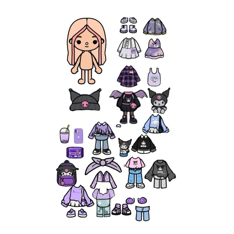 Jual Baju Toca Boca Kuromi Mainan Paper Doll | Shopee Indonesia