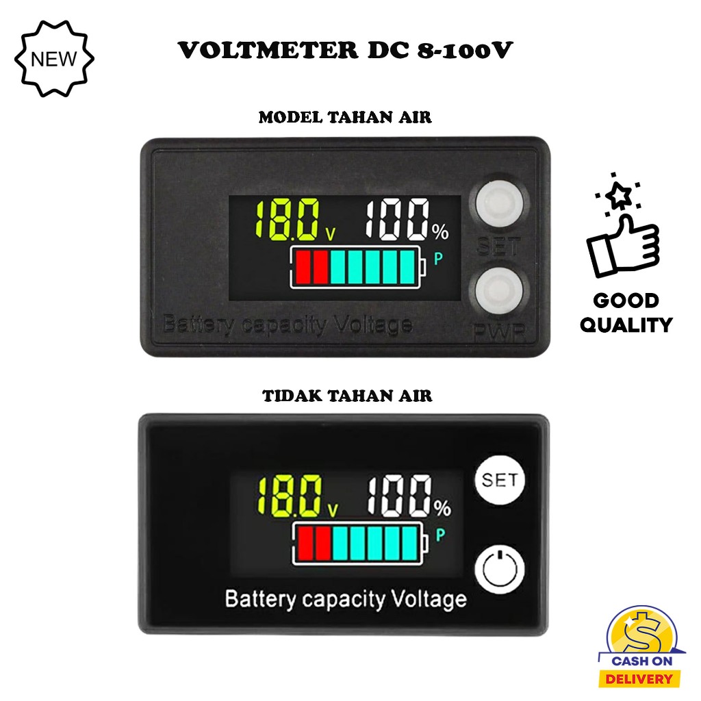 Jual Voltmeter DC 8-100V Supnova Battery Voltage Capacity Indikator Digital Baterai | Shopee ...