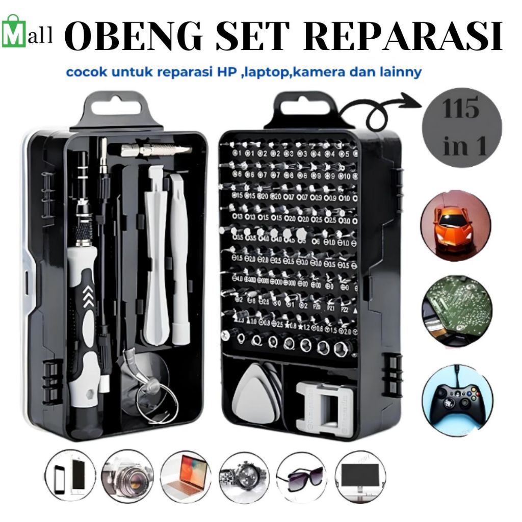 Jual OB115 - Obeng Full set multifungsi 115 in 1 obeng 115 in 1 Hp full set obeng service ...